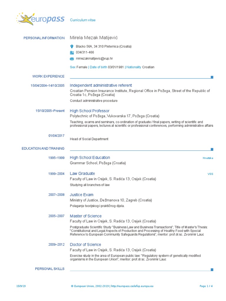 Final CV-Europass-20190916-MezakMatijević-EN (2) - Kopija PDF | PDF ...