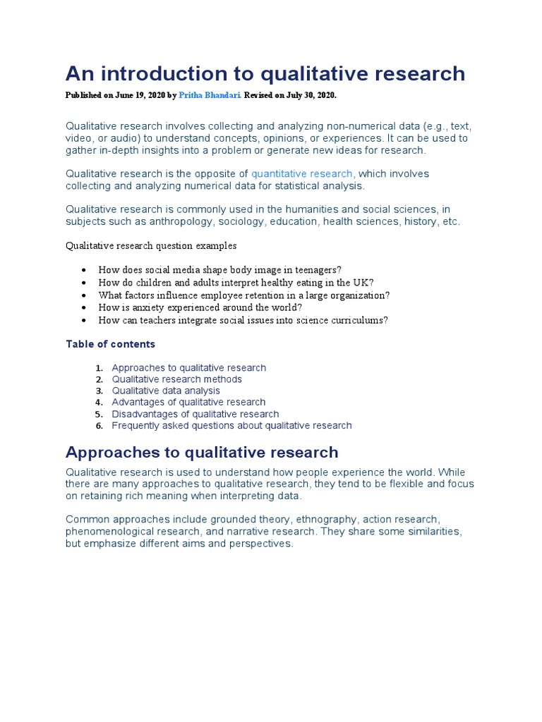 An Introduction To Qualitative Research | PDF