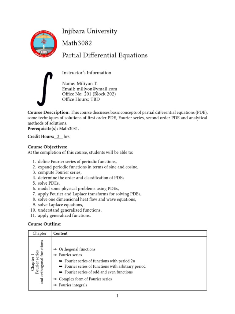 Partial Differential Equations Syllabus | PDF | Partial Differential ... Partial Differential Equations Syllabus | PDF | Partial Differential ...