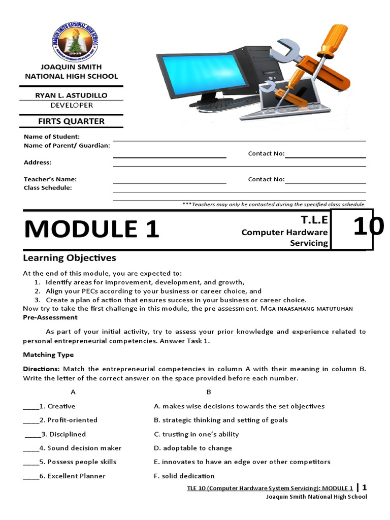 Grade 10 ICT Module | PDF | Entrepreneurship | Psychological Concepts