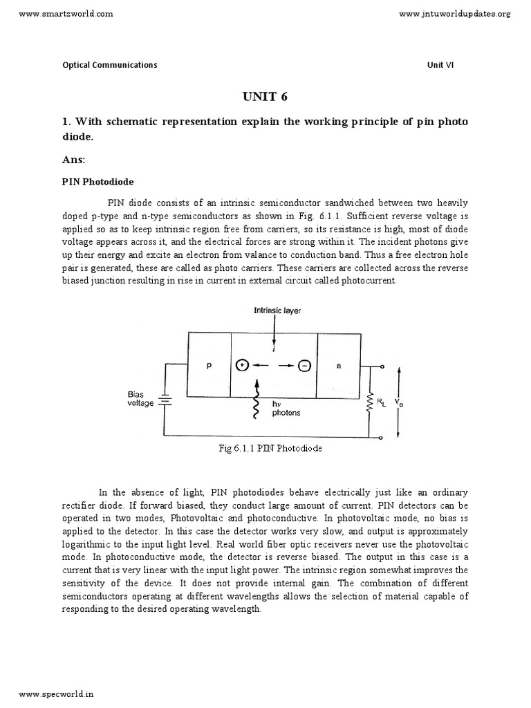 Working Principle of PIN Photodiode | PDF | Diode | P–N Junction
