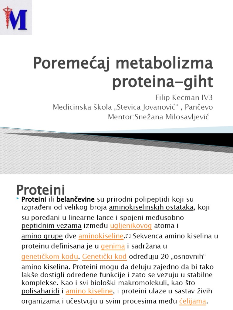 Poremećaj Metabolizma Proteina-Giht Filip Kecman IV3 | PDF