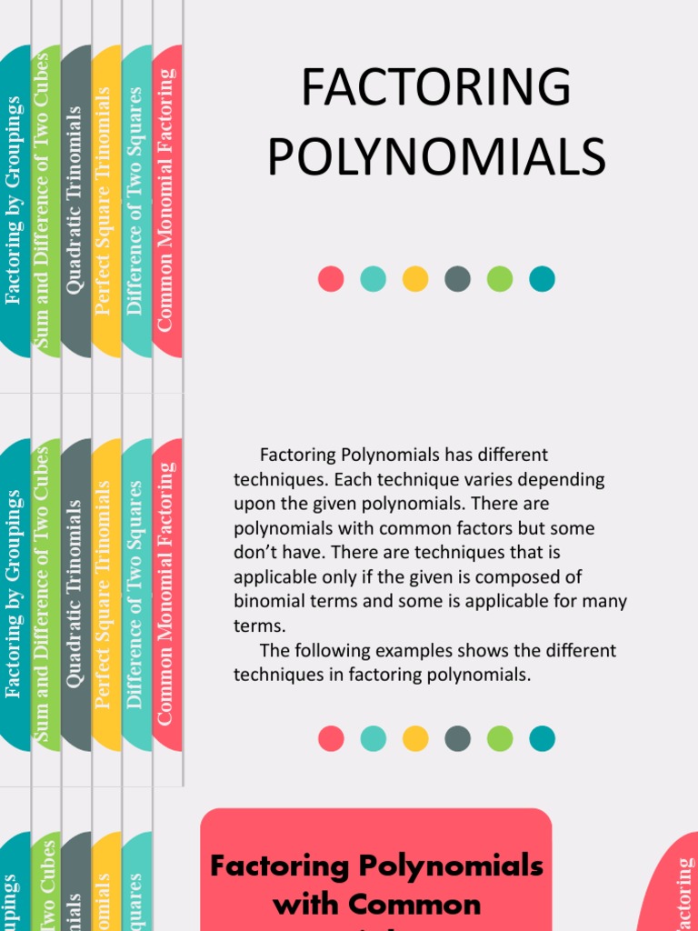 Factoring Polynomials | PDF | Factorization | Polynomial