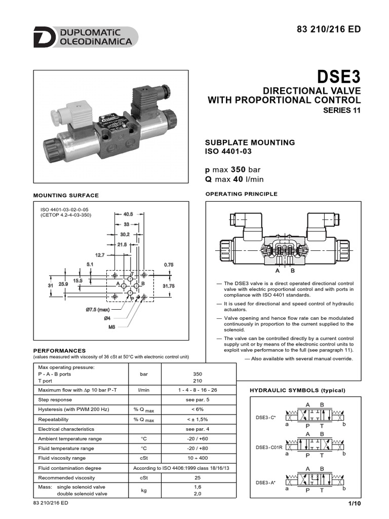 DSE3 Directional Valve with Proportional Control | PDF | Valve ...