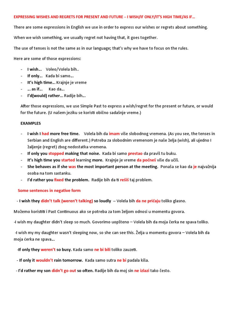 Expressing Wishes and Regrets: A Guide to Using "I Wish", "If Only ...