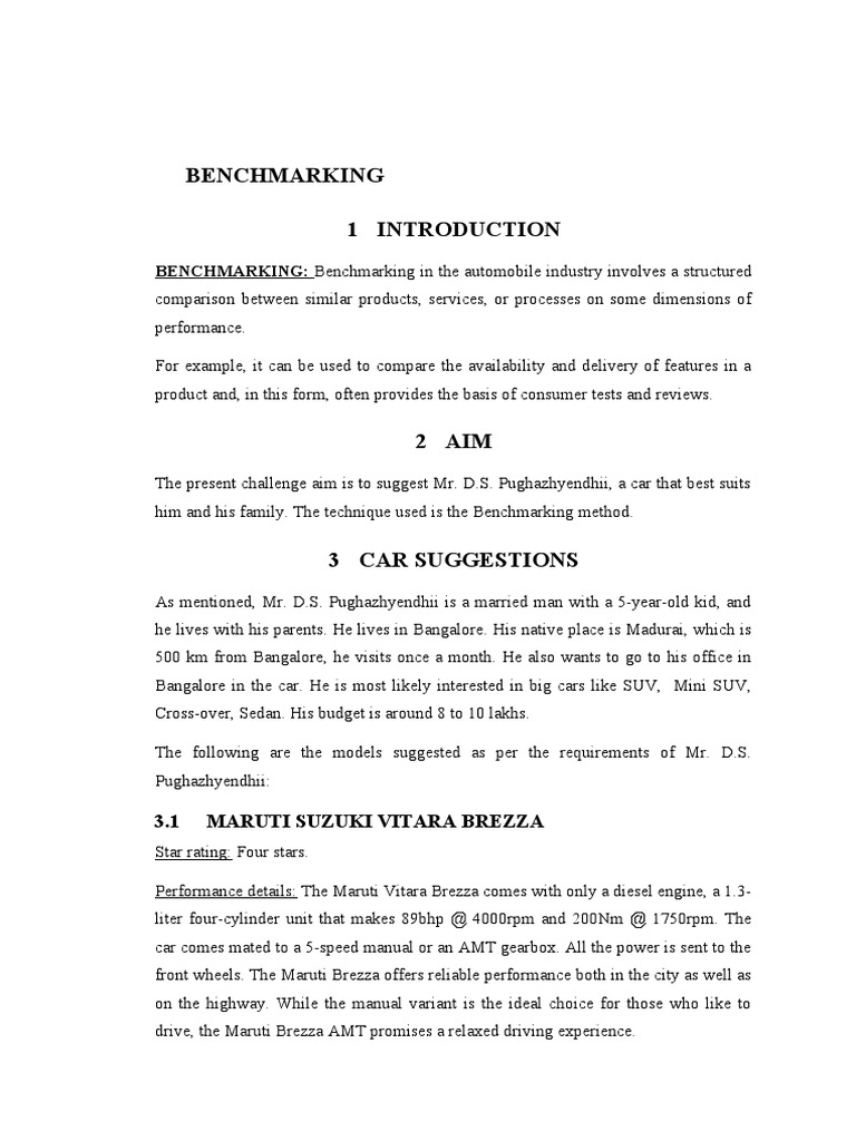 Benchmarking: Benchmarking: Benchmarking in The Automobile Industry ...