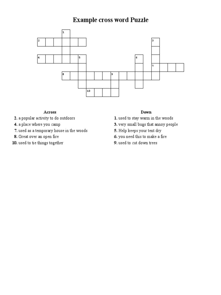 Example Cross Word Puzzle | PDF