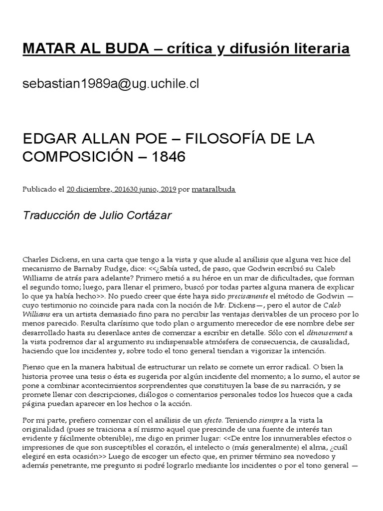 EDGAR ALLAN POE - FILOSOFÍA DE LA COMPOSICIÓN - 1846 - MATAR AL BUDA ...