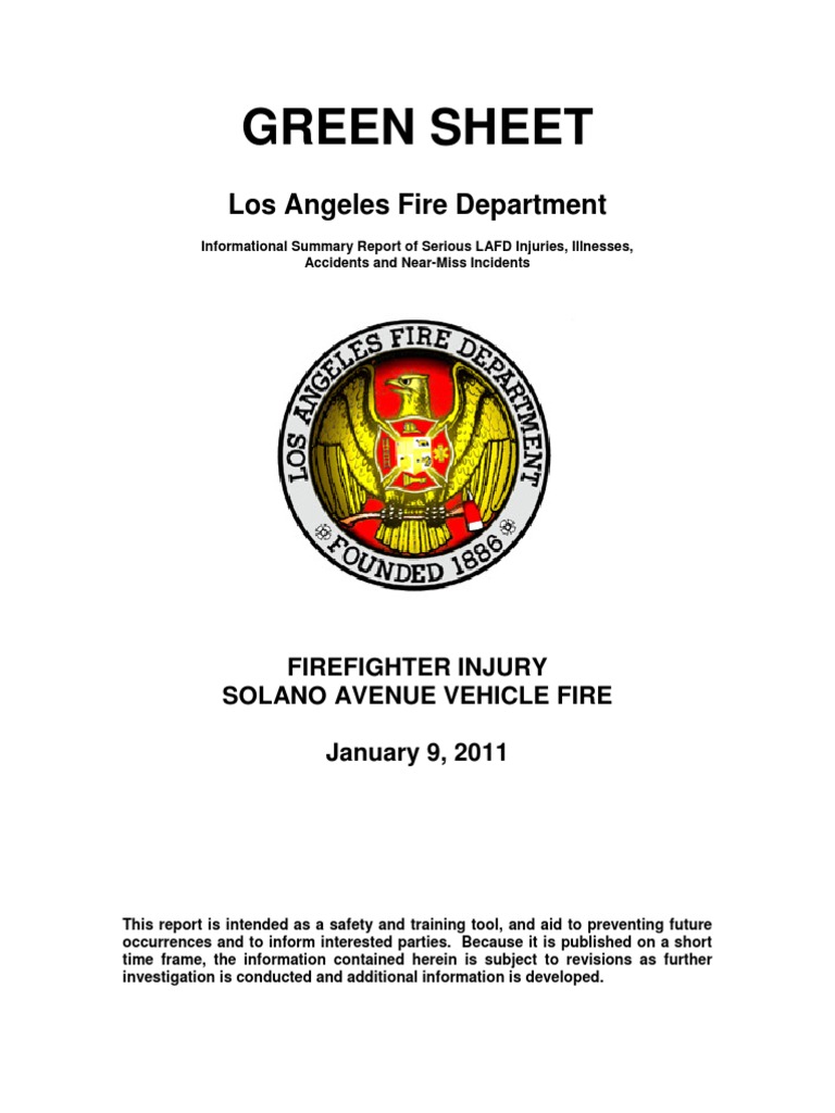 LAFD Green Sheet 2011-01-09 Incident 1140 | PDF | Firefighter | Fires