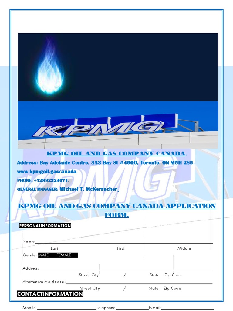 KPMG Oil and Gas Company Canada Application Form. | PDF
