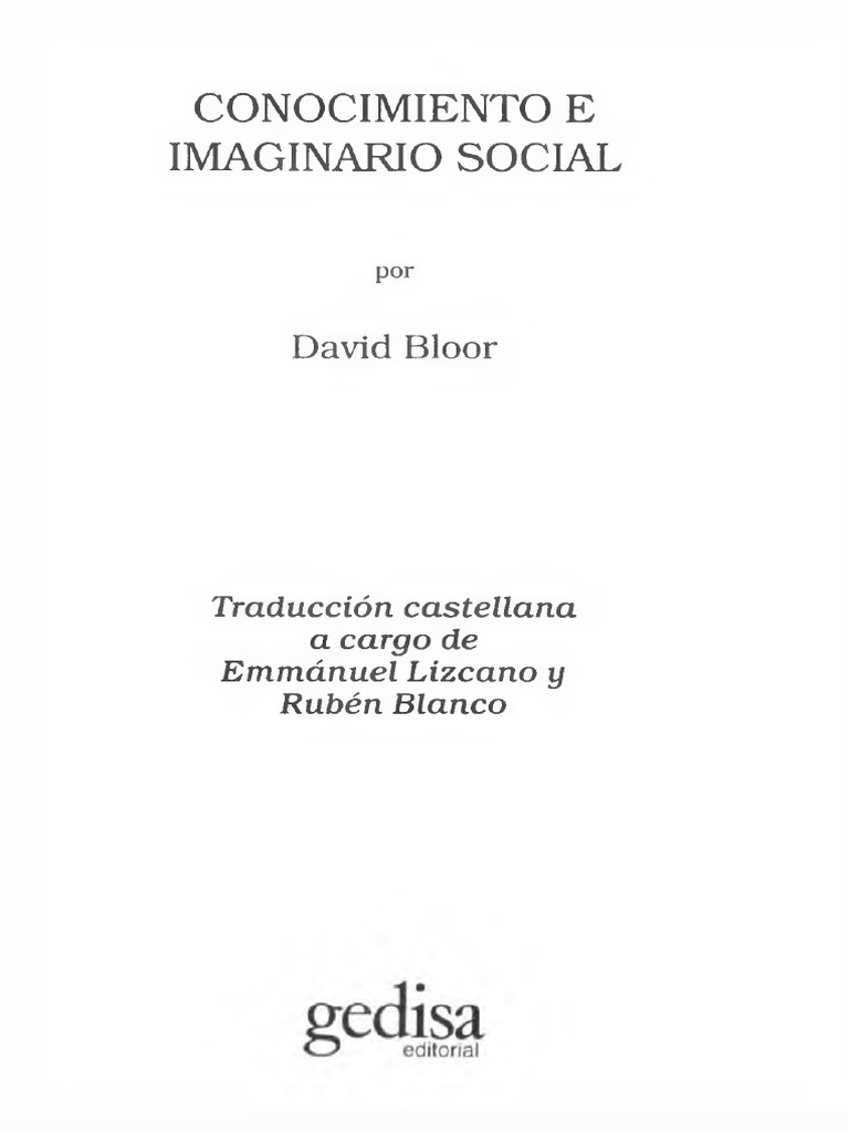 Bloor David - Conocimiento E Imaginario Social | PDF | Paradigma ...