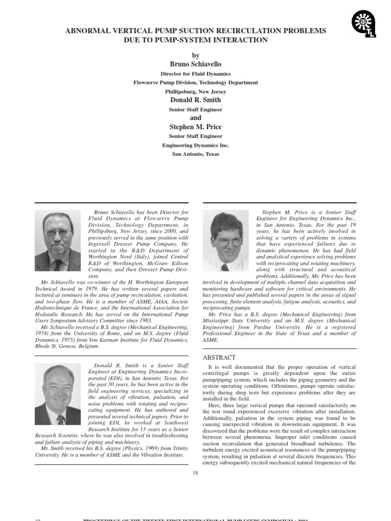 Abnormal Vertical Pump Suction Recirculation Problems Due To Pump ...