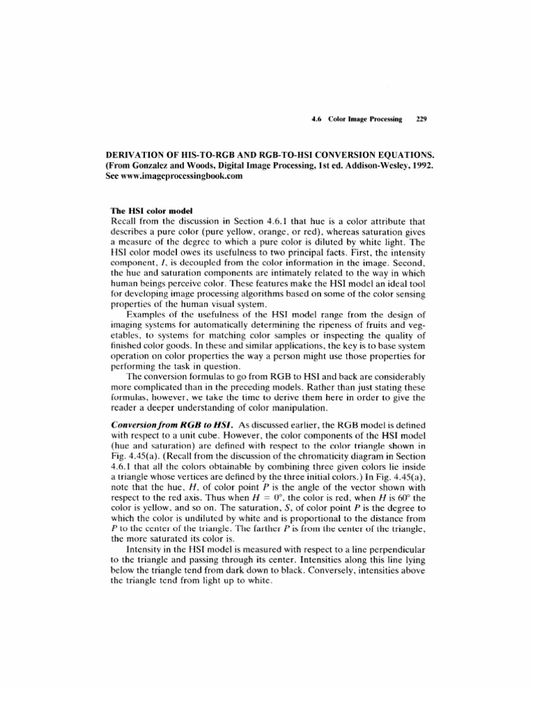 Hsi To RGB Conversion | PDF