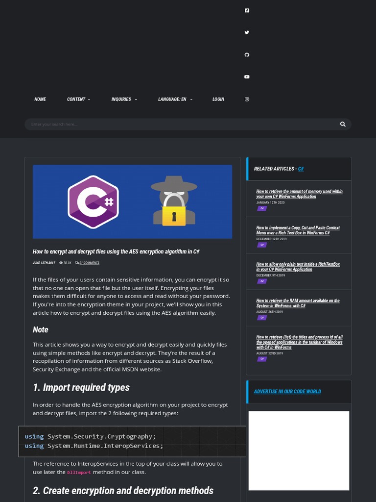 How To Encrypt and Decrypt Files Using The AES Encryption Algorithm in ...