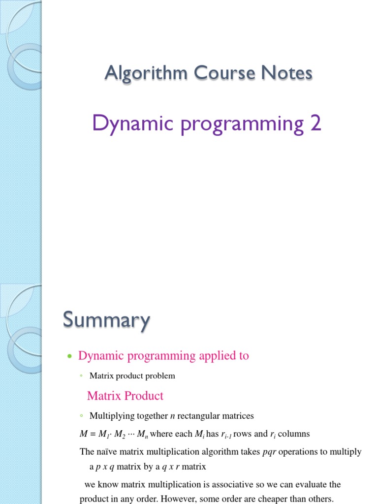Dynamic Programming 2 | PDF | Dynamic Programming | Matrix (Mathematics)