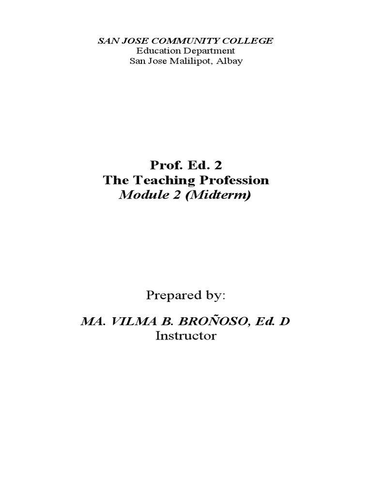 Prof. Ed. 2 The Teaching Profession: Module 2 (Midterm) | PDF ...