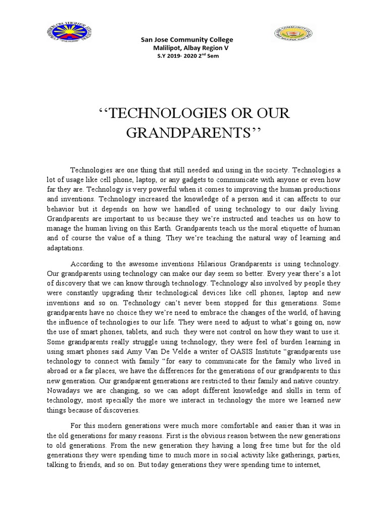 Technologies or Our Grandparents'': San Jose Community College | PDF ...
