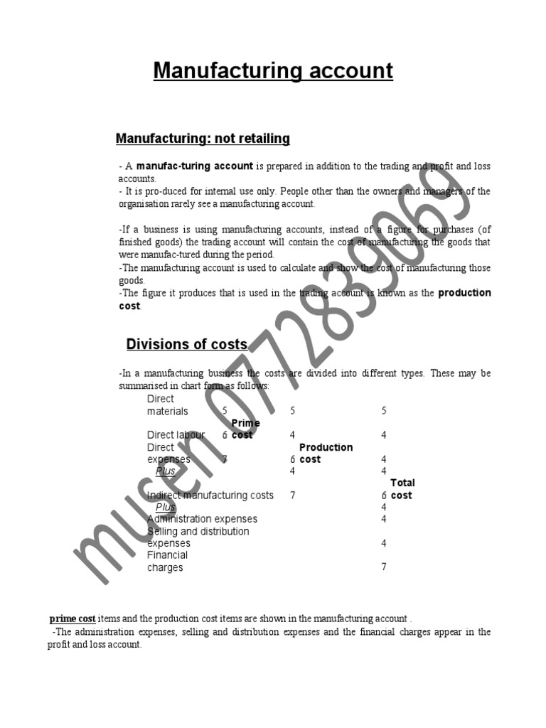 Manufacturing Account | PDF | Cost Of Goods Sold | Income Statement