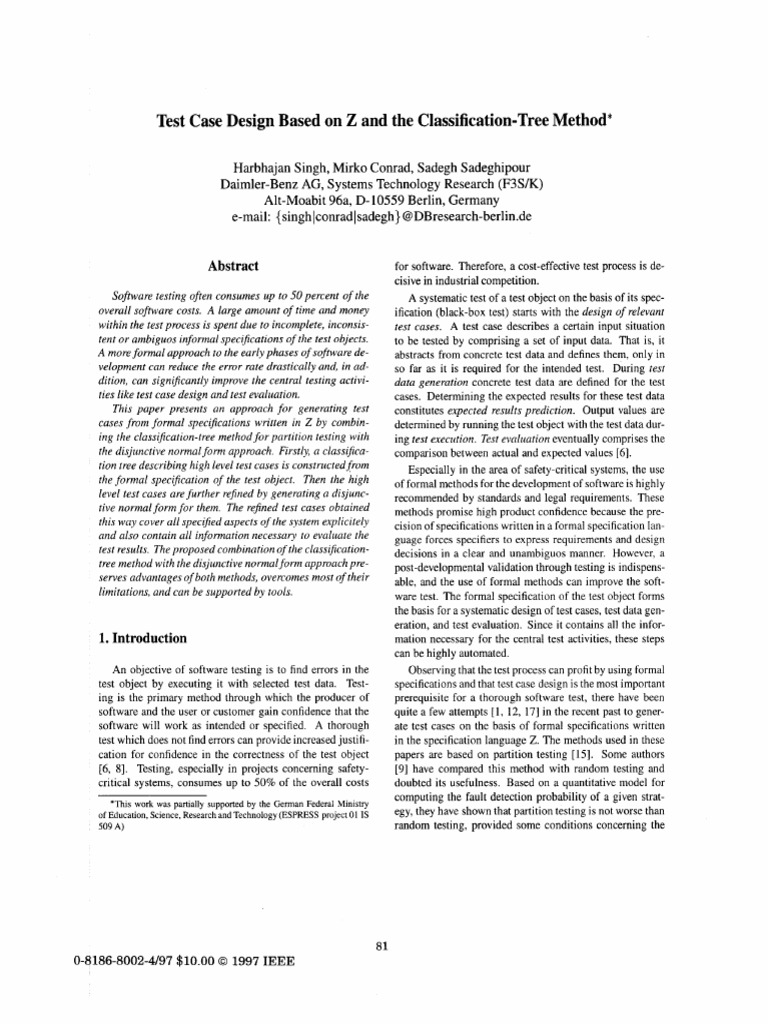 Test Case Design Based On Z and The Classification-Tree Method | PDF ...