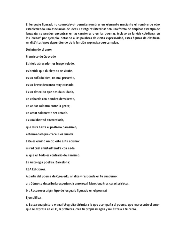 El Lenguaje Figurado - Extracto de Ejercicios para 8vo Básico Materia ...