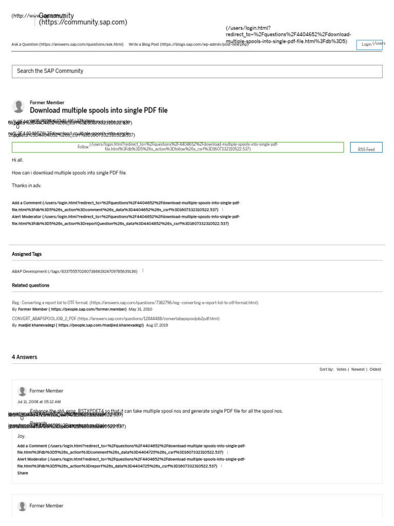 Multiple Spools Into Single Pdf File Sap Q A Pdf Pdf