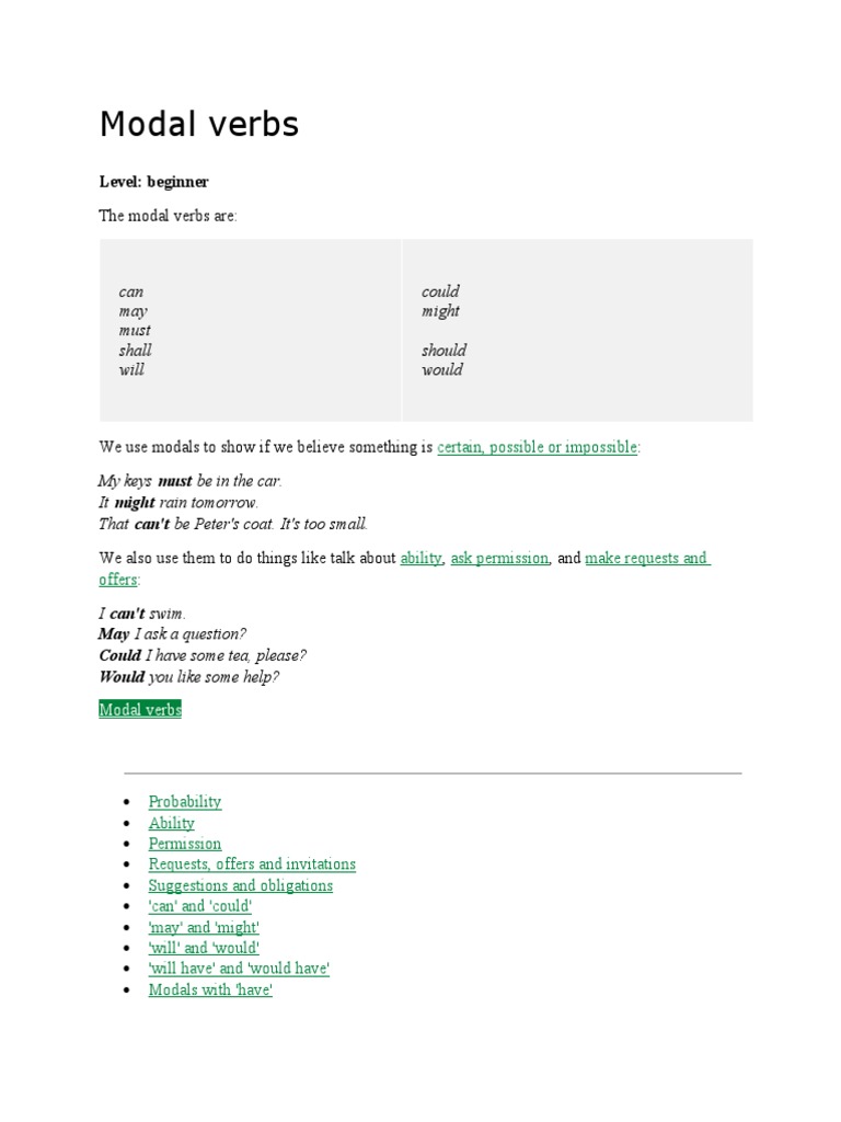 Modal Verbs | PDF