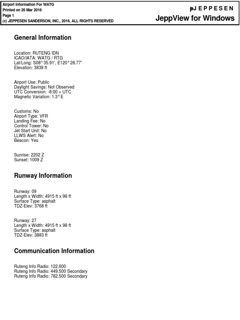 Jeppview For Windows: General Information General Information | PDF