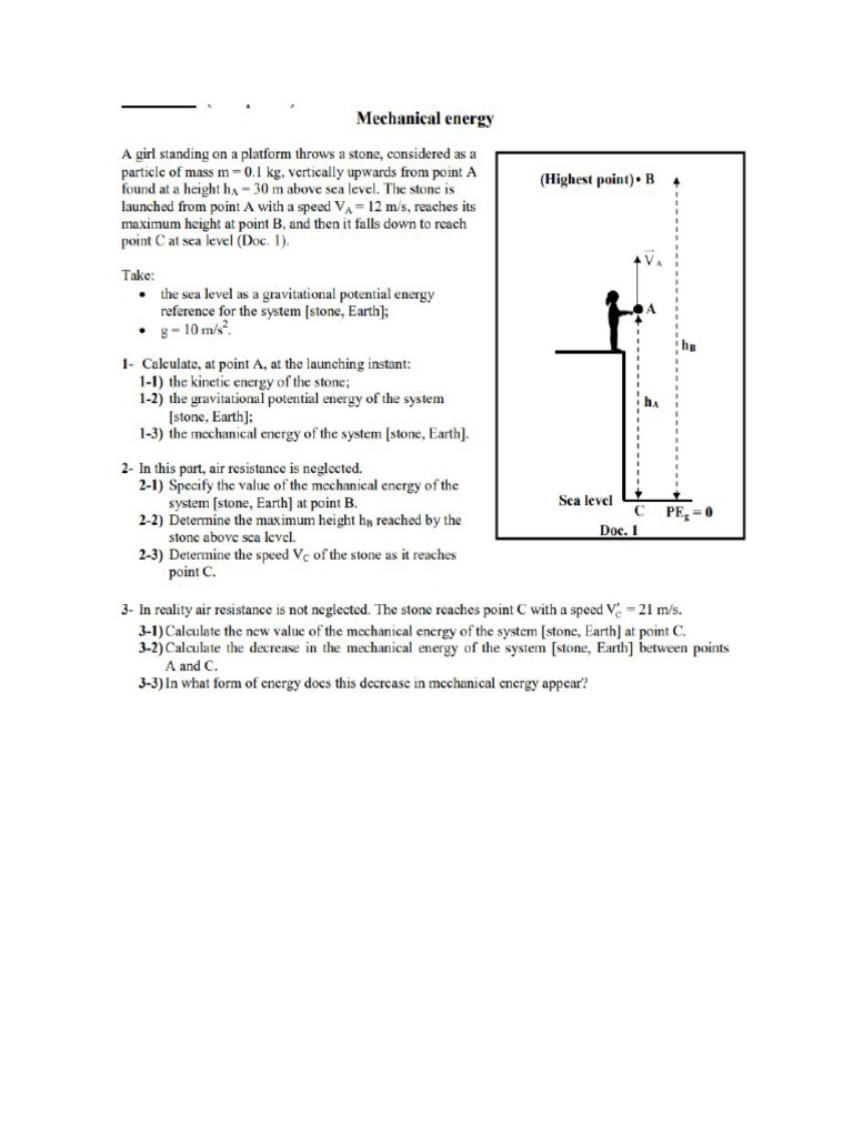 Work and Energy Worksheet | PDF