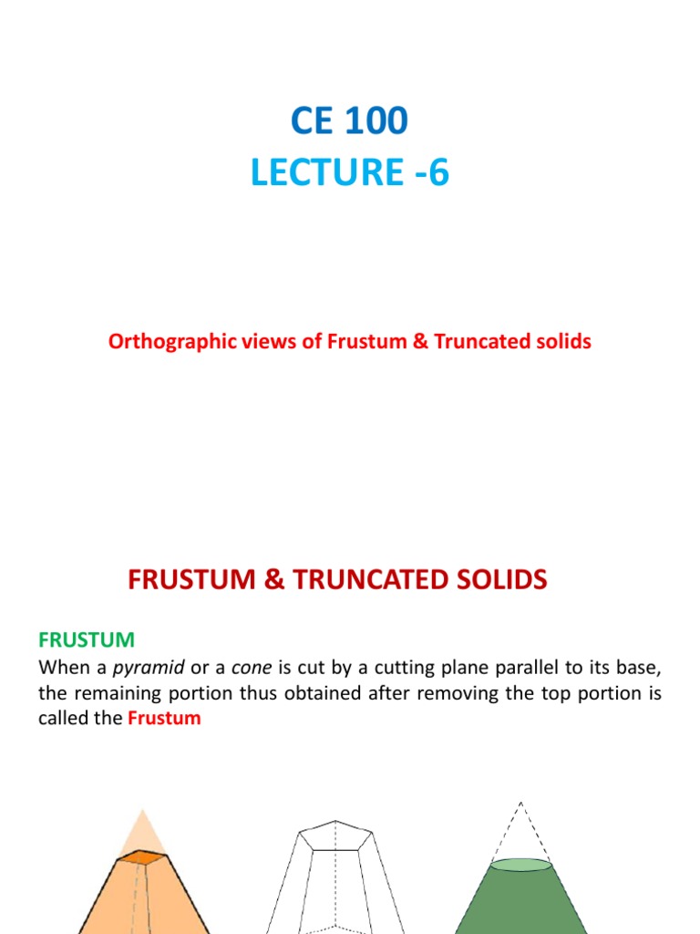 Lecture - 6: Orthographic Views of Frustum & Truncated Solids | PDF ...