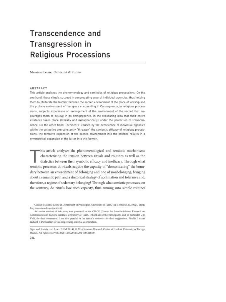 2014 - Transcendence and Transgression I PDF | PDF | Social Science ...