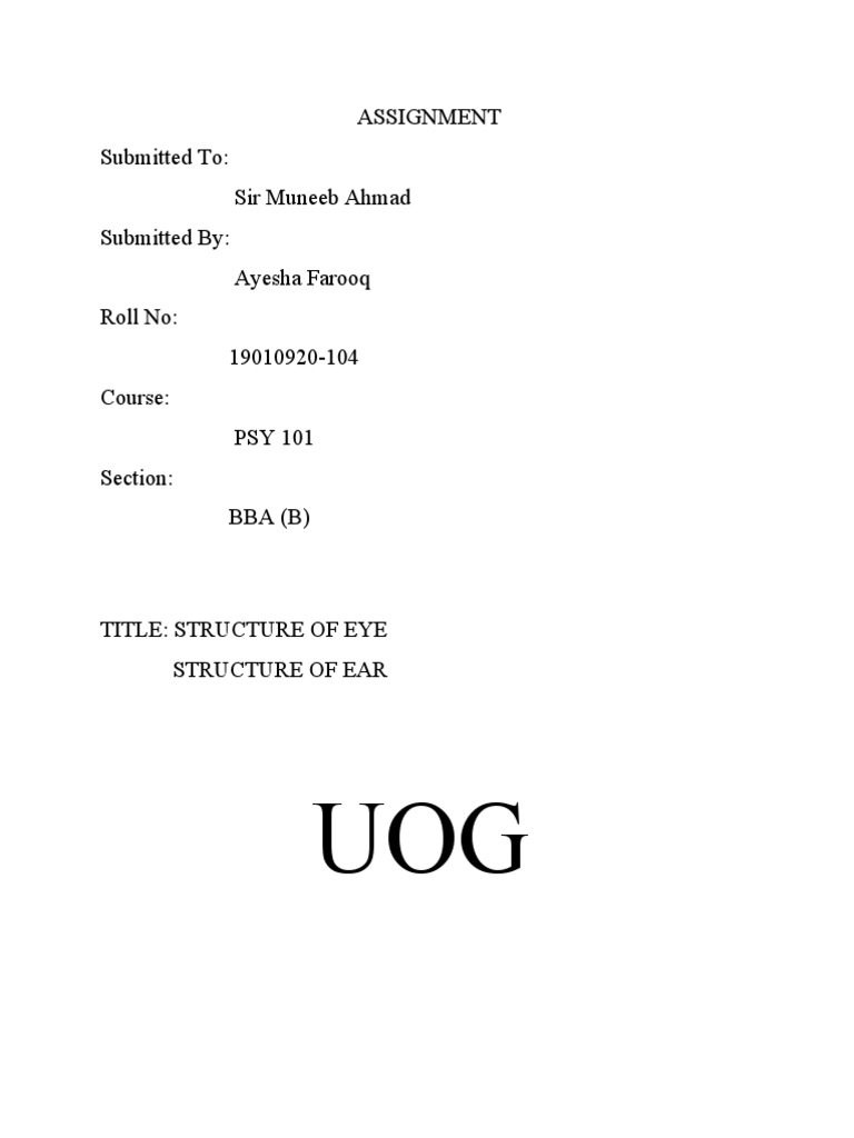 Assignment Submitted To: Sir Muneeb Ahmad Submitted By: Ayesha Farooq Roll No: 19010920-104 ...