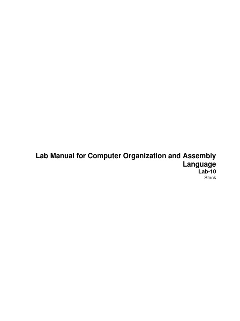 Lab Manual For Computer Organization and Assembly Language: Stack | PDF | Subroutine | Assembly ...