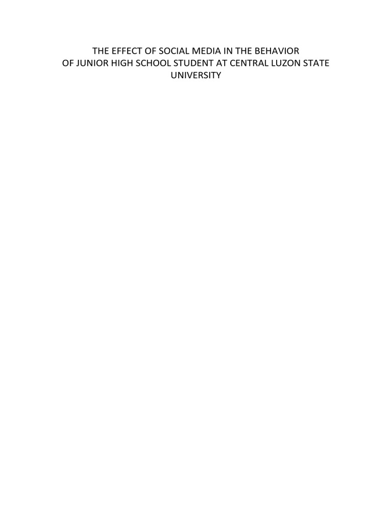 THE EFFECT OF SOCIAL MEDIA TO SENIOR HIGH SCHOOL Ssssss | PDF ...