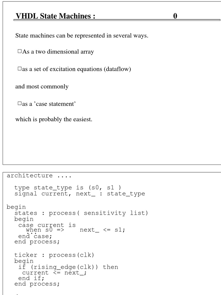 VHDL State Machines: 0 | Download Free PDF | Vhdl | Theoretical Computer Science