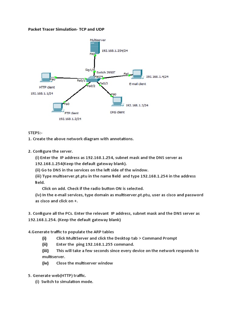 Packet Tracer Simulation Tcp And Udp Download Free Pdf Transmission Control Protocol