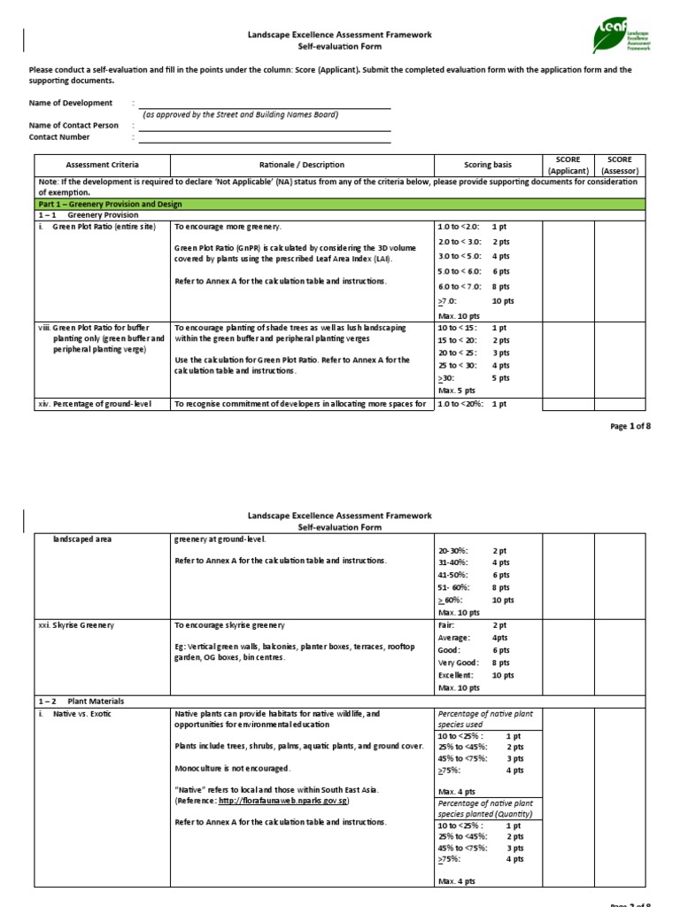 LEAF Assessment Selfevaluation Form 2016 | Download Free PDF ...