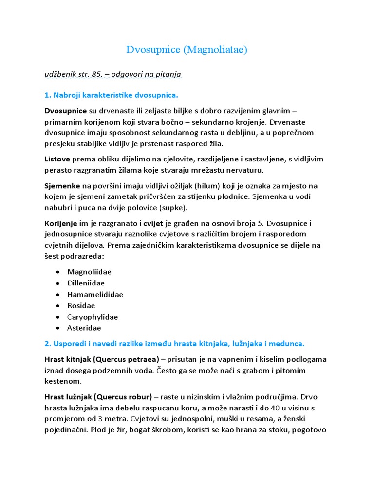 Dvosupnice-Biologija 2 | PDF