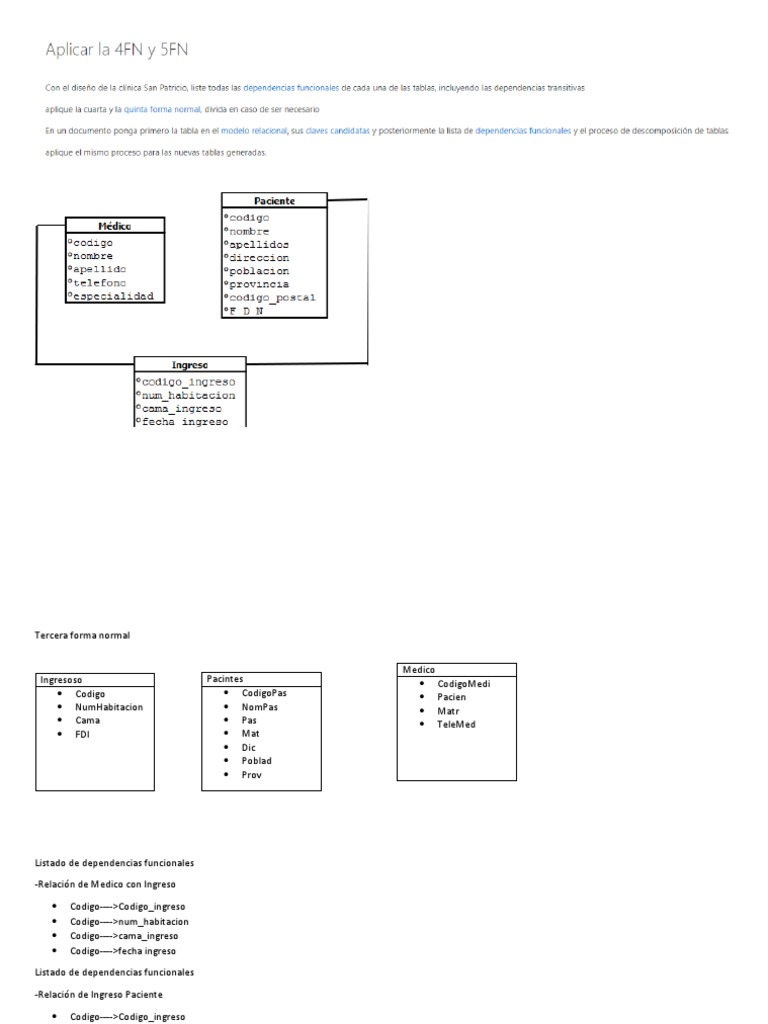 Aplicar La 4FN y 5FN PDF | PDF | Bases de datos | Enseñanza de matemática