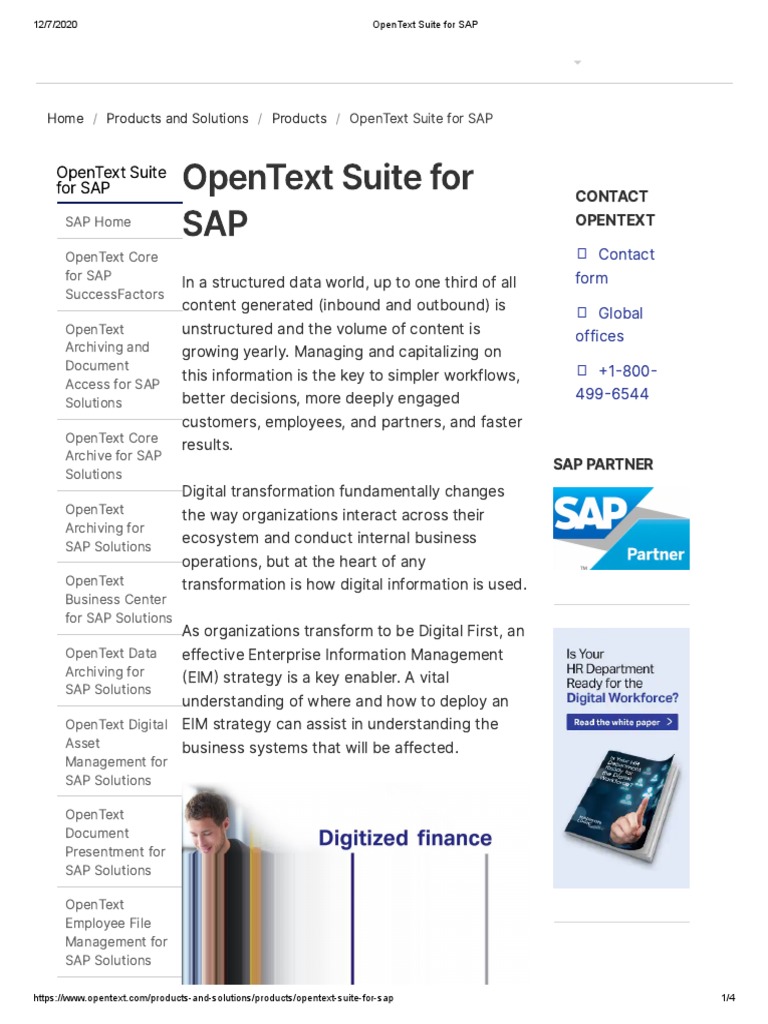 Opentext Suite For Sap Pdf Pdf Sap Se Information Technology