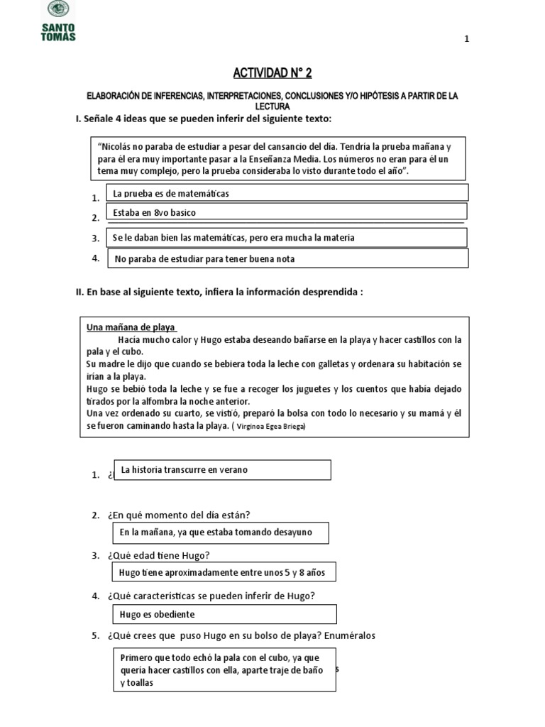 Taller de Inferencias y Lectura | PDF