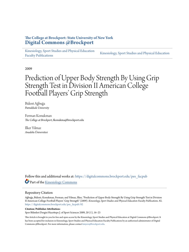 Prediction of Upper Body Strength by Using Grip Strength Test in | PDF ...