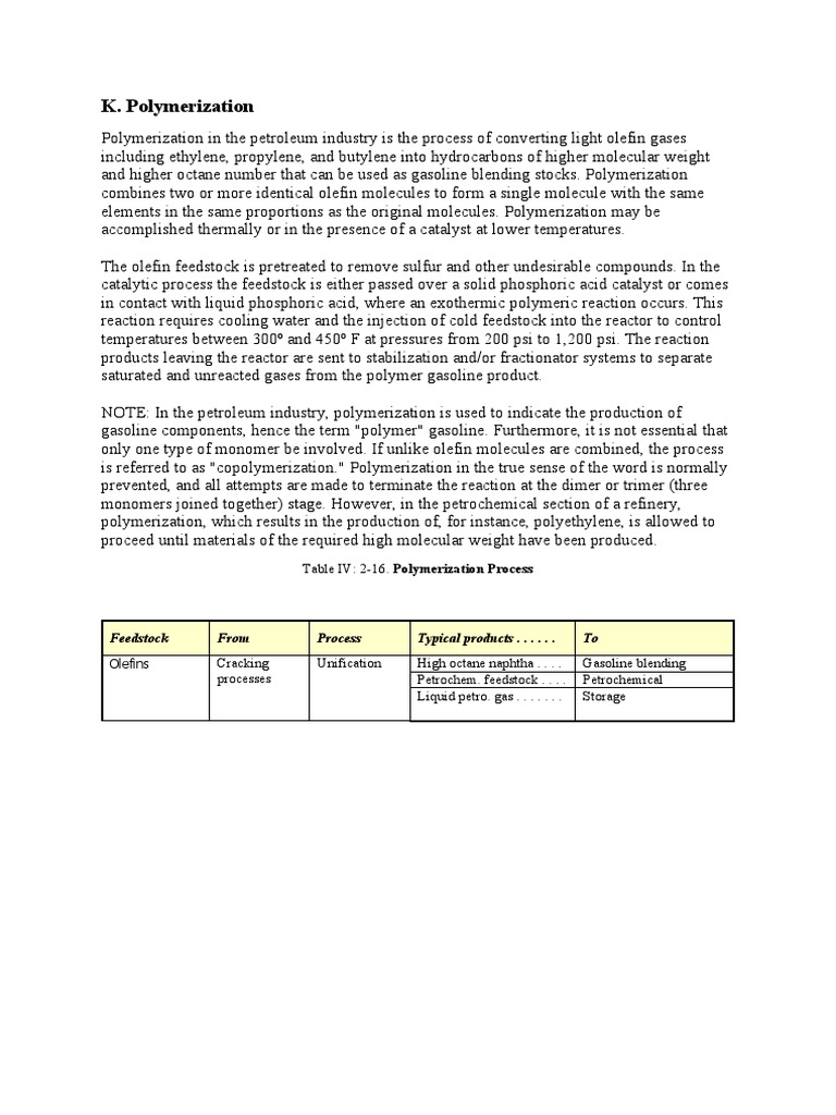 Polymerization Process | PDF | Polymerization | Alkene