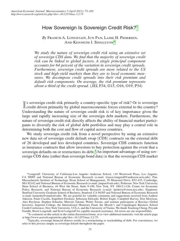 How Sovereign Is Sovereign Credit Risk?: American Economic Journal ...