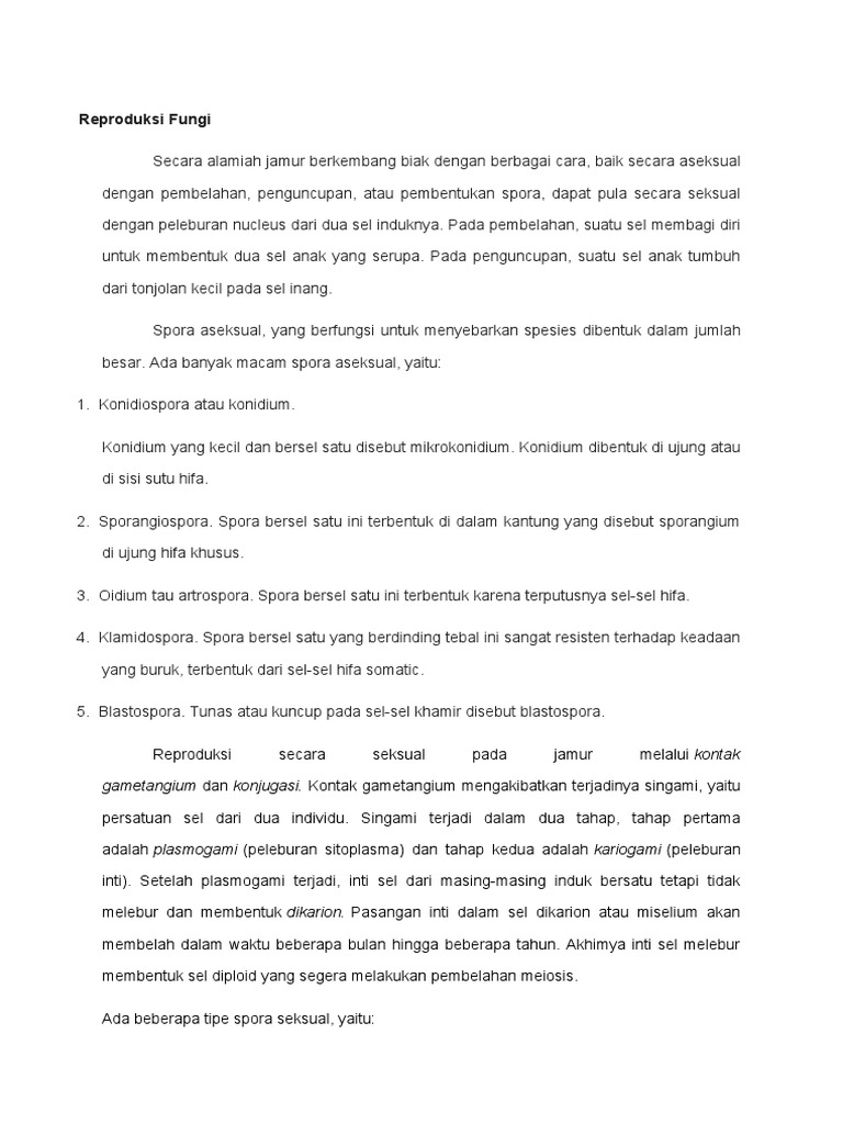 Reproduksi Fungi: Gametangium Dan Konjugasi. Kontak Gametangium ...