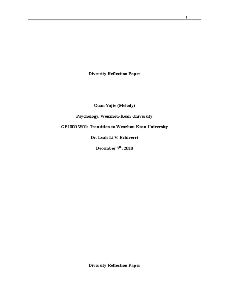 Diversity Reflection Paper | PDF