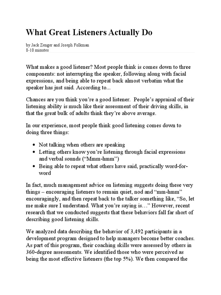 What Great Listeners Actually Do | PDF | Semiotics | Psychological Concepts