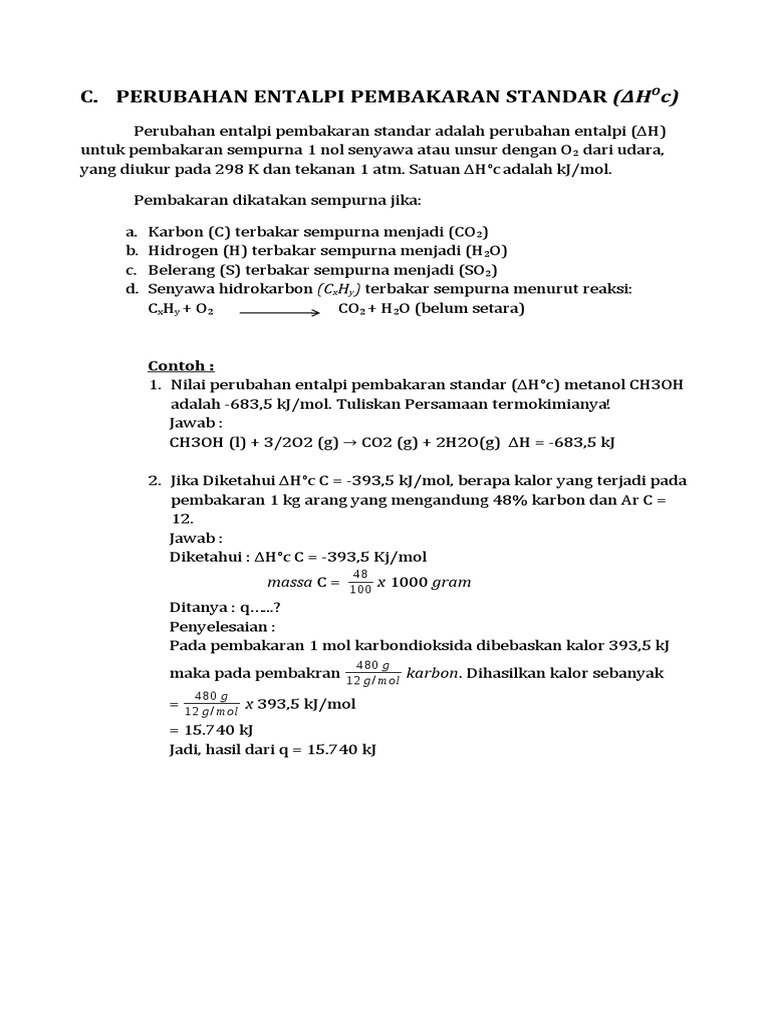 Perubahan Entalpi Pembakaran dan Netralisasi | PDF | Metode & Bahan Ajar | Sains & Matematika