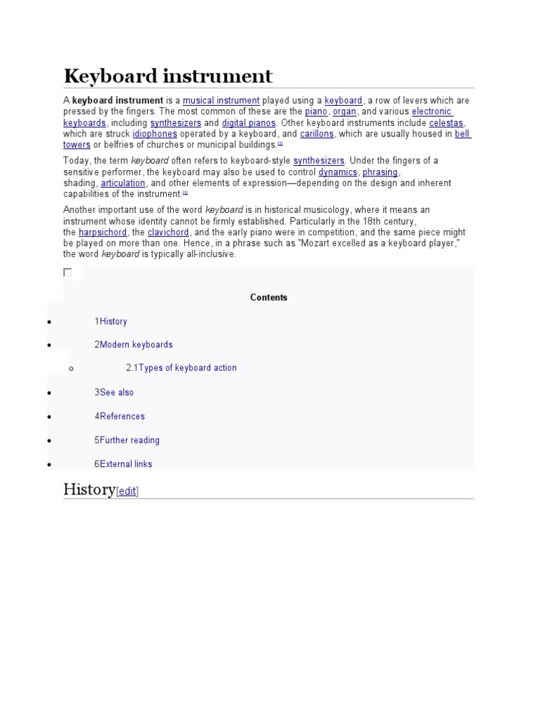Keyboard Instrument: History | PDF | Keyboard Instruments | Music ...