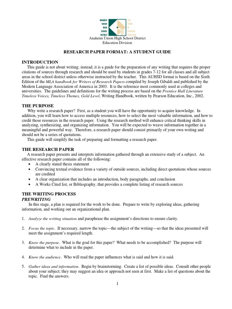 Research Paper Format A Student Guide Pdf Citation Academic