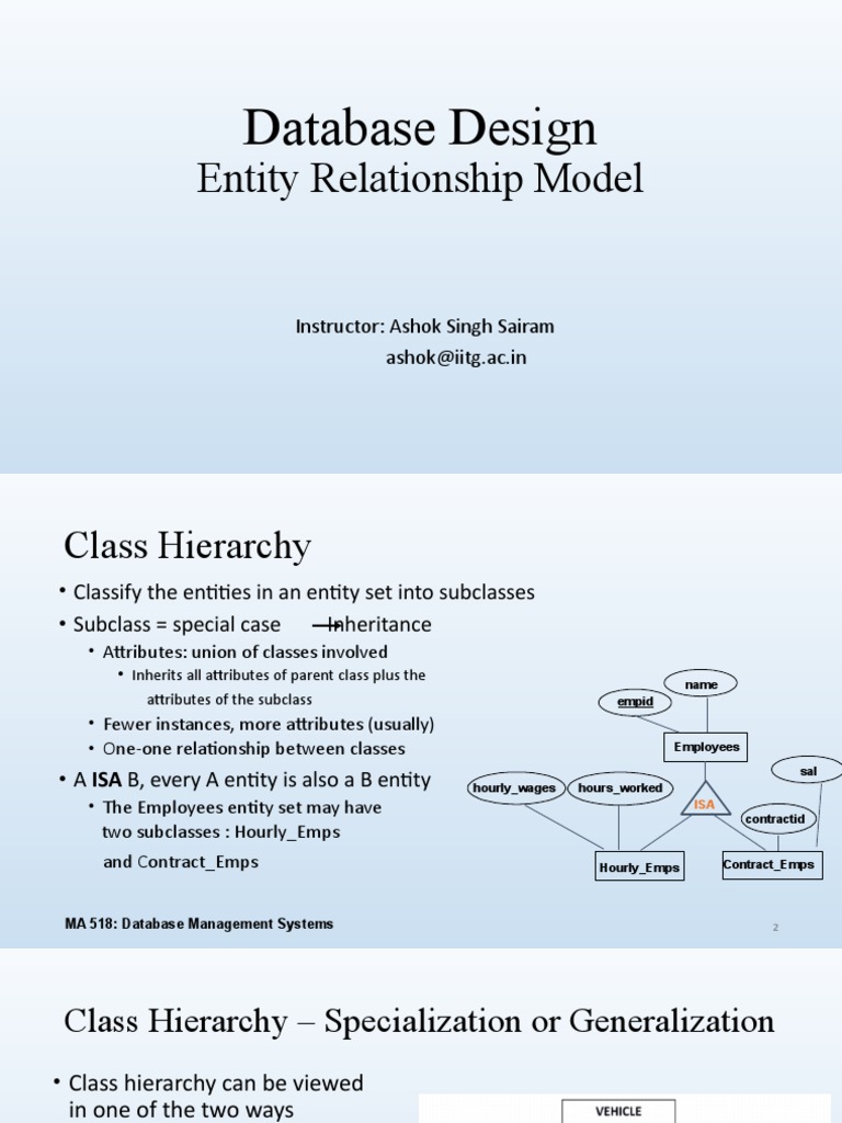 Database Design: Entity Relationship Model | PDF | Inheritance (Object ...